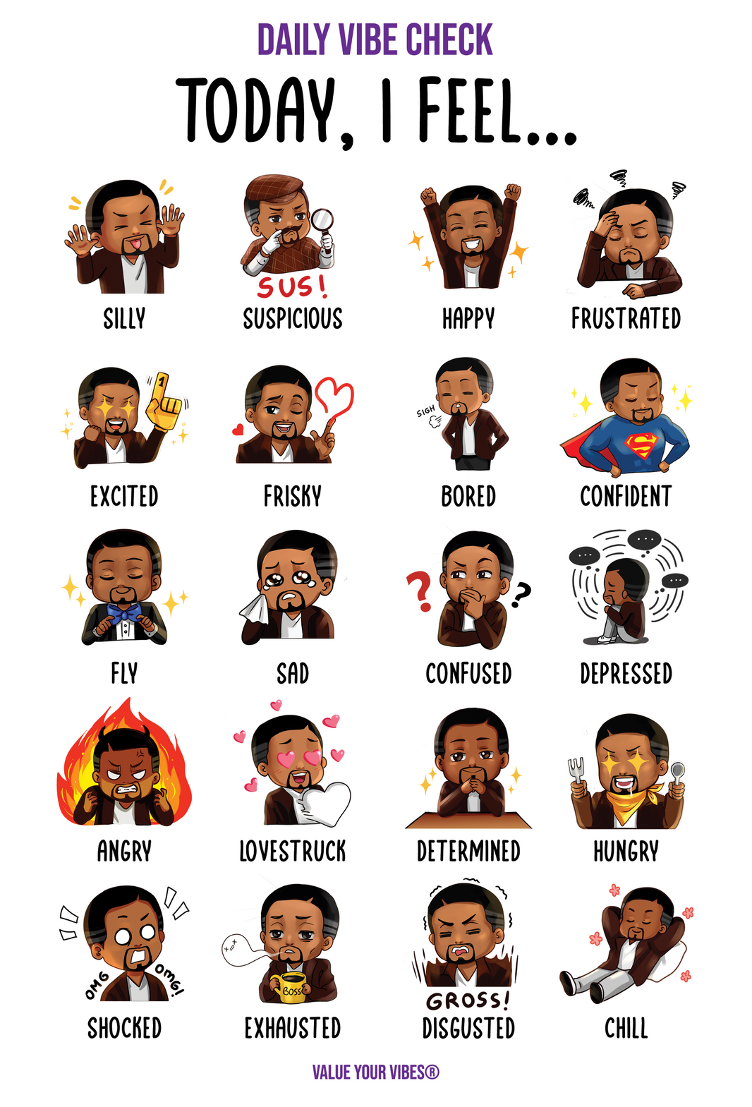 Value Your Vibes - Black Feelings,Chart & Emotional Intelligence Tools